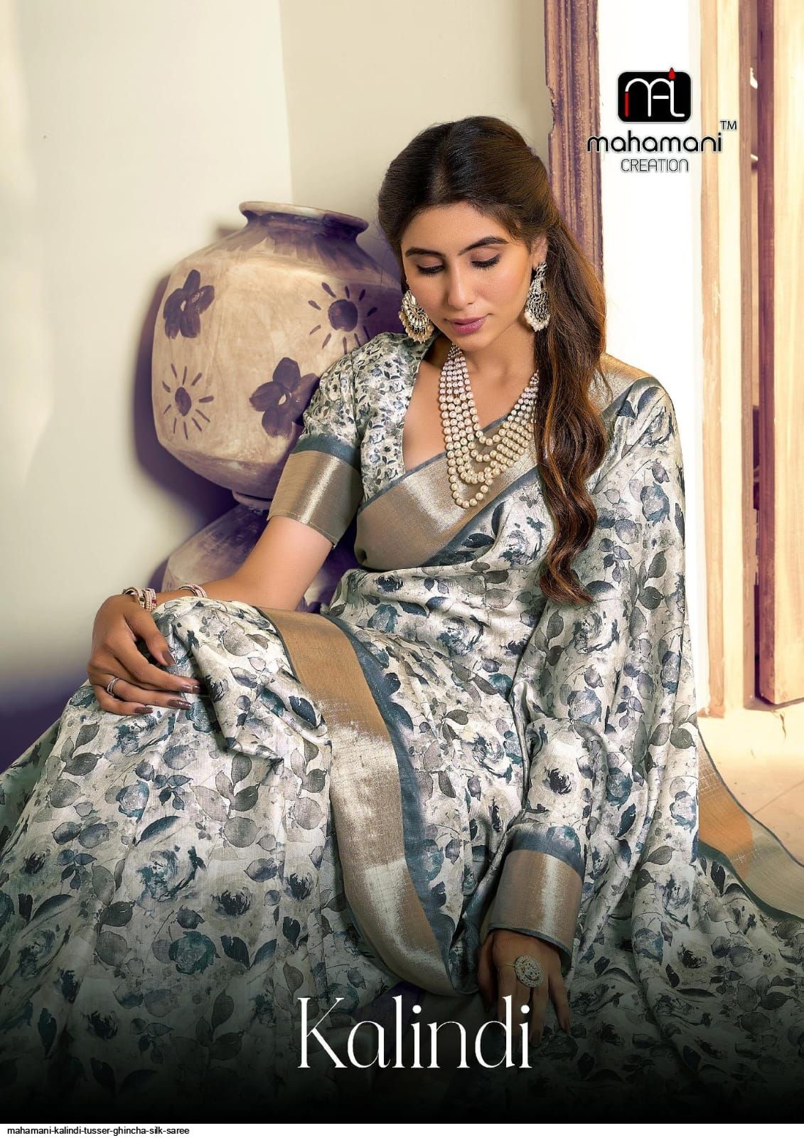 MAHAMANI KALINDI Tusser Ghincha Silk saree