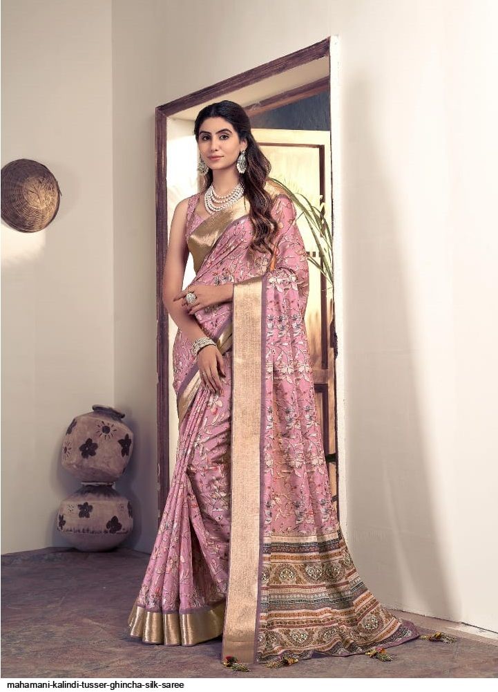 MAHAMANI KALINDI Tusser Ghincha Silk saree