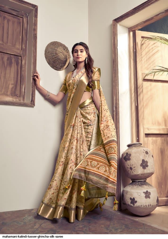MAHAMANI KALINDI Tusser Ghincha Silk saree