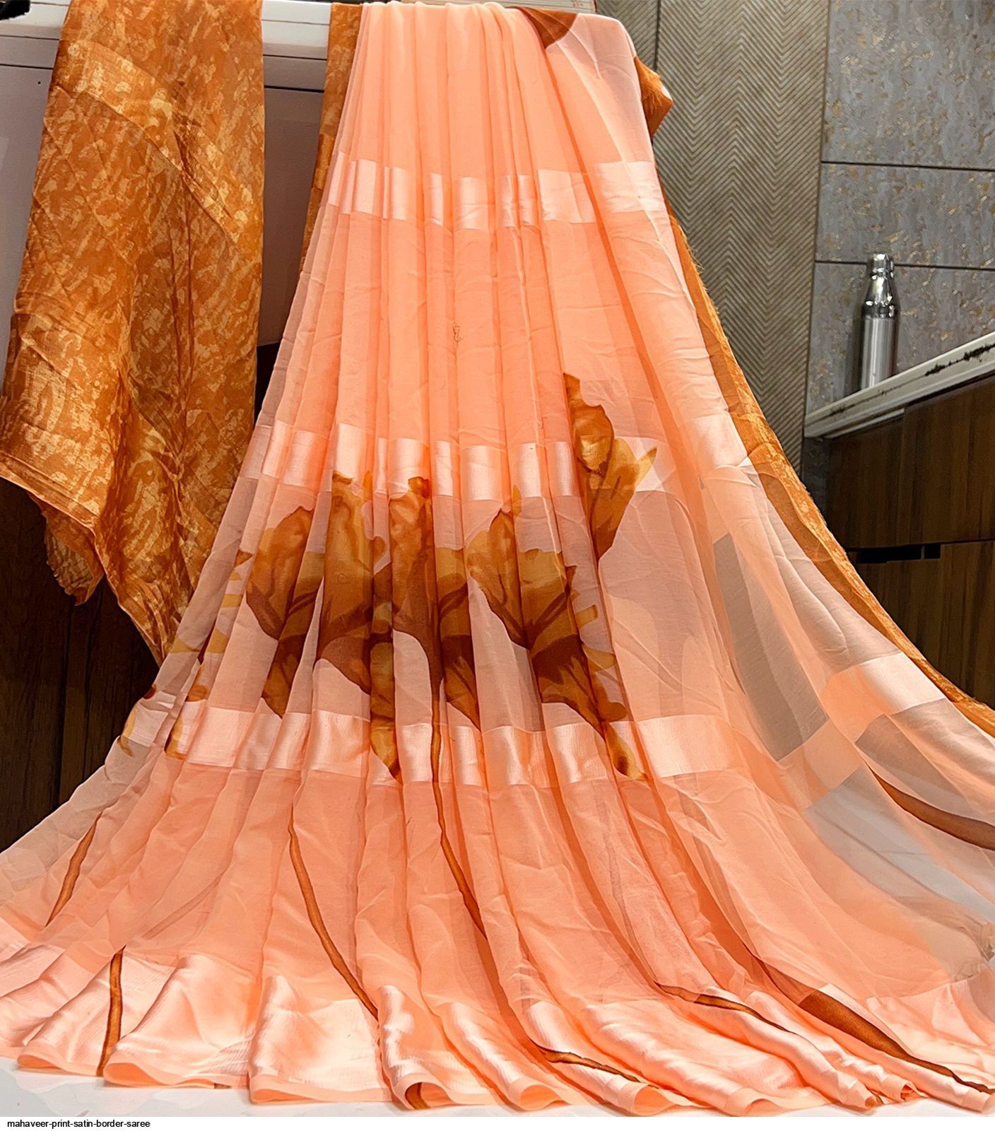 MAHAVEER PRINT SATIN BORDER SAREE