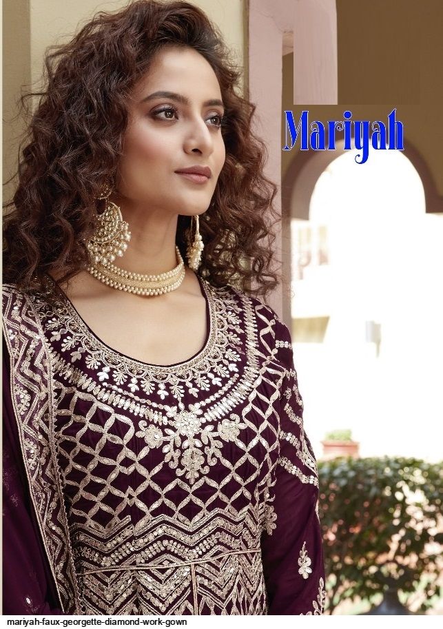 MARIYAH FAUX GEORGETTE DIAMOND WORK GOWN