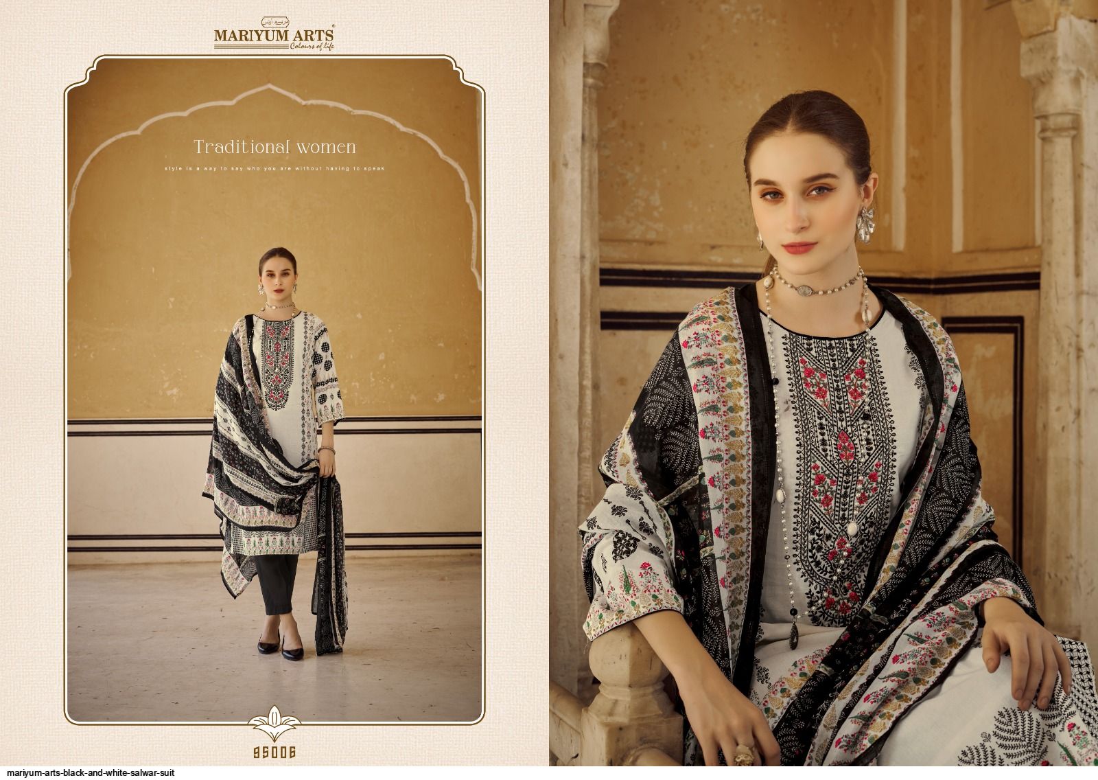 MARIYUM ARTS Black and White salwar suit