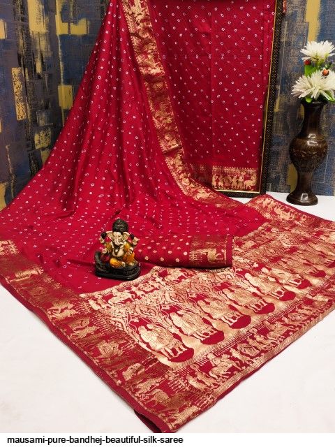 MAUSAMI Pure Bandhej beautiful Silk Saree