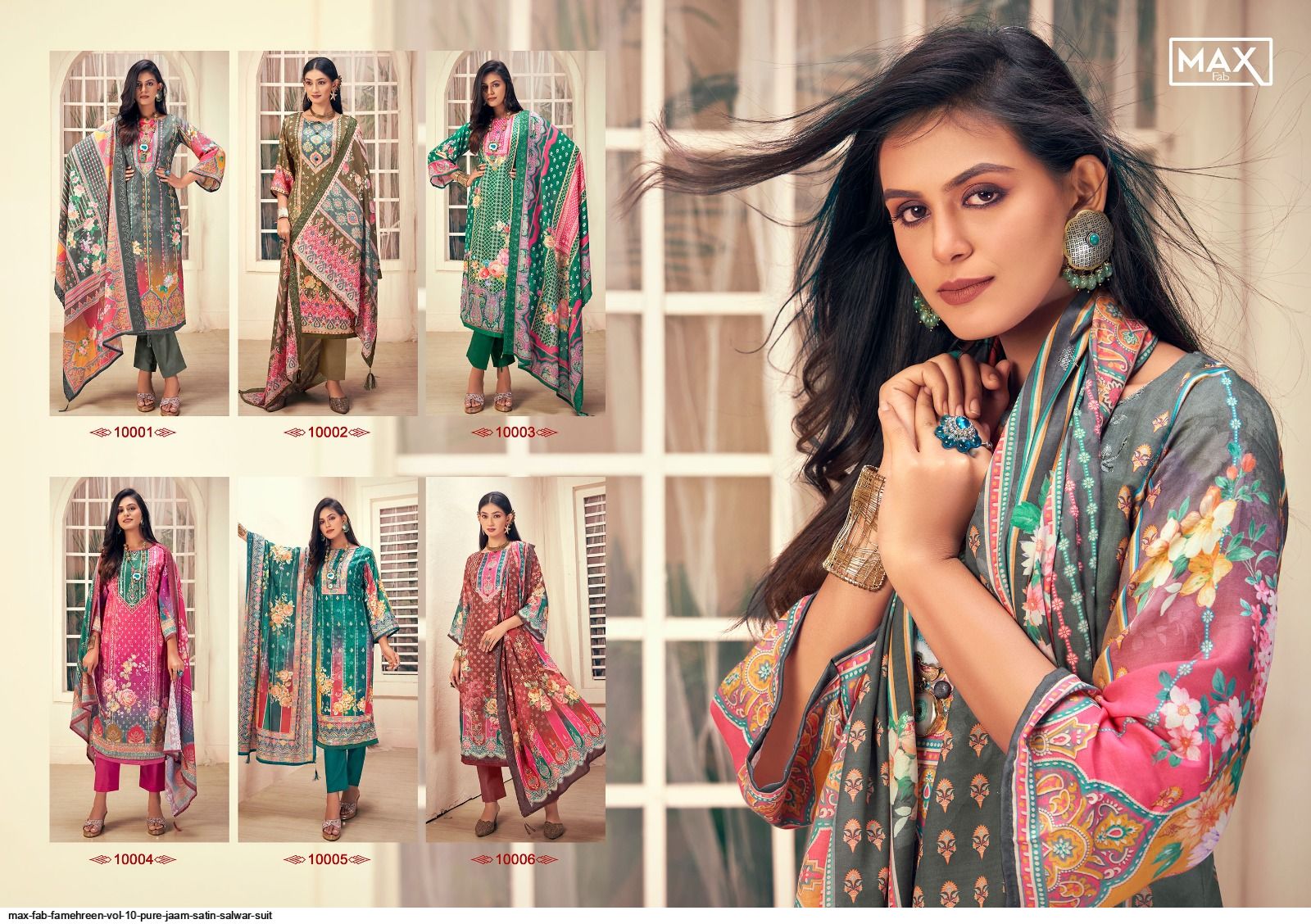 MAX FAB FAMEHREEN VOL 10 PURE JAAM SATIN SALWAR SUIT