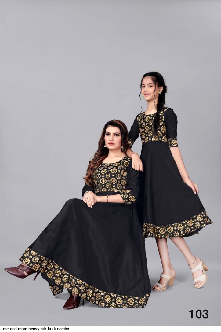ME AND MOM HEAVY SILK KURTI COMBO