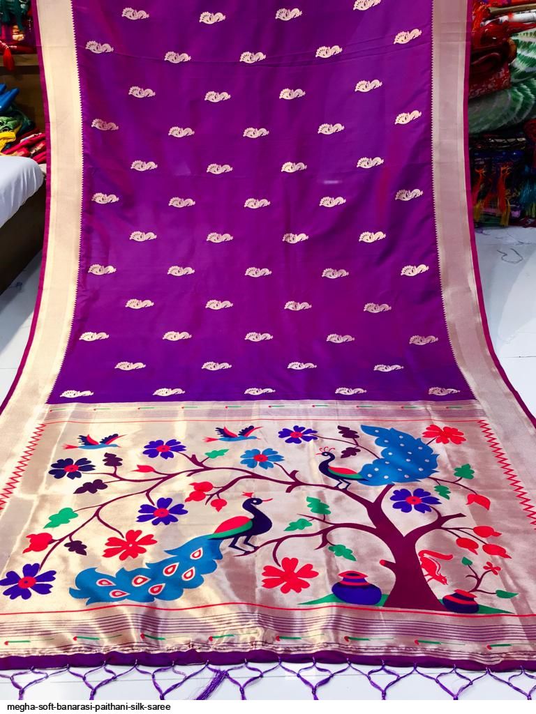 MEGHA Soft Banarasi Paithani Silk Saree