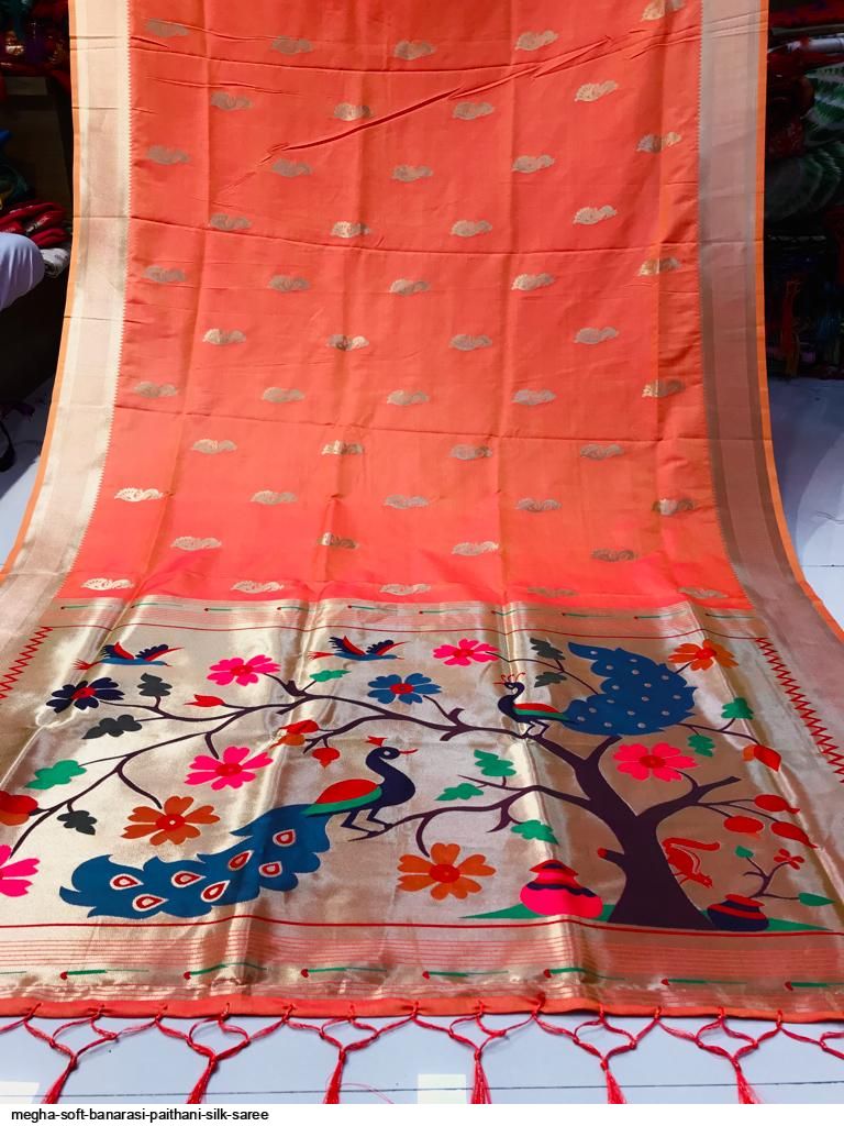 MEGHA Soft Banarasi Paithani Silk Saree