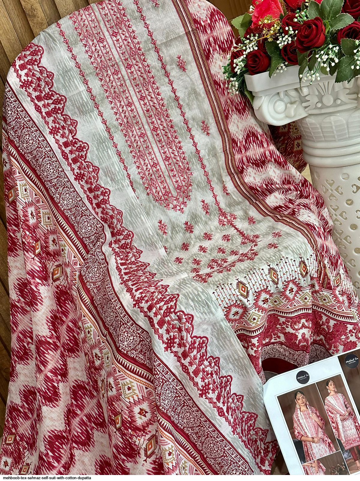 MEHBOOB TEX SAHNAZ SELF SUIT WITH COTTON DUPATTA