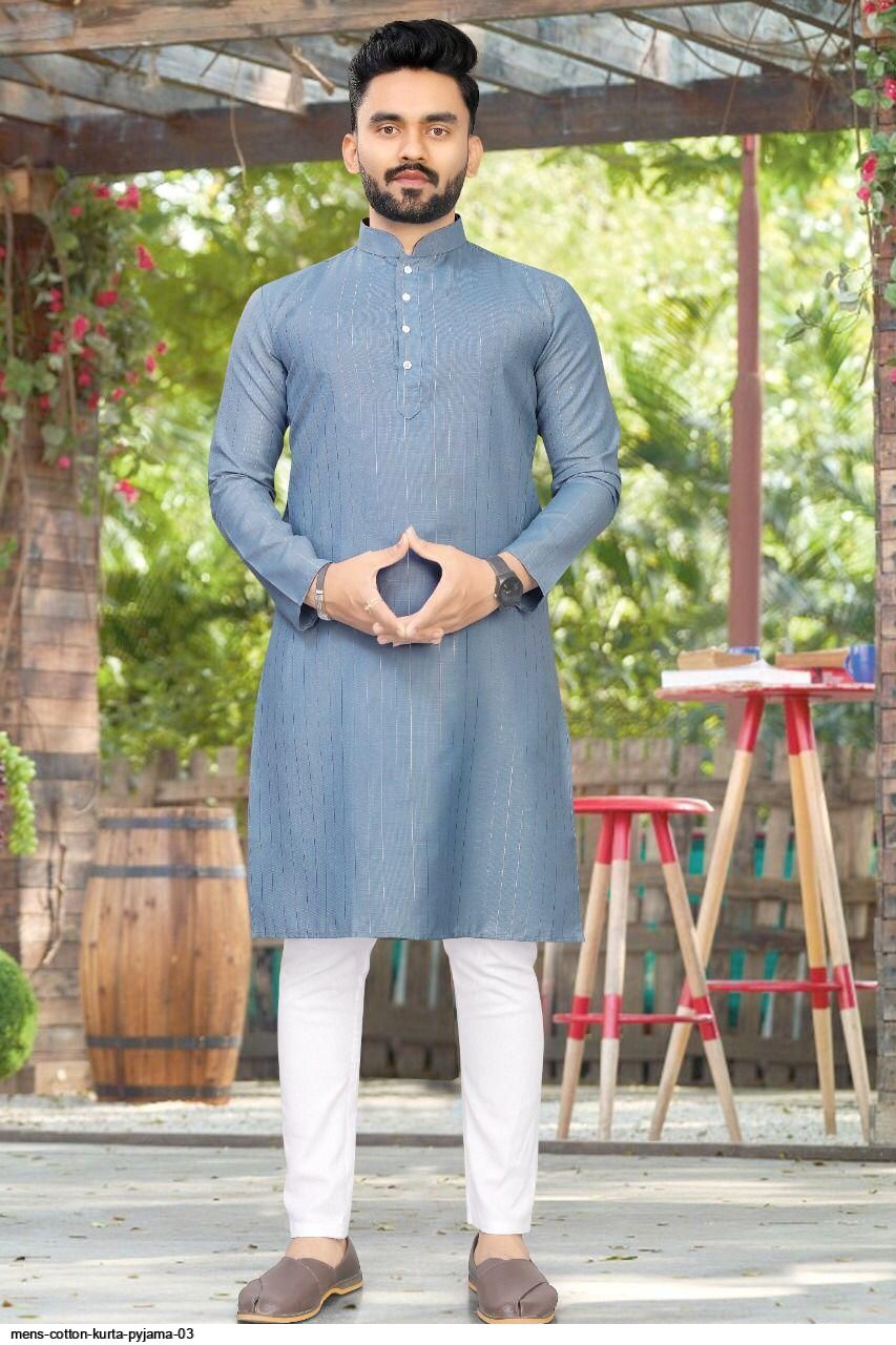 Mens Cotton Kurta Pyjama 03