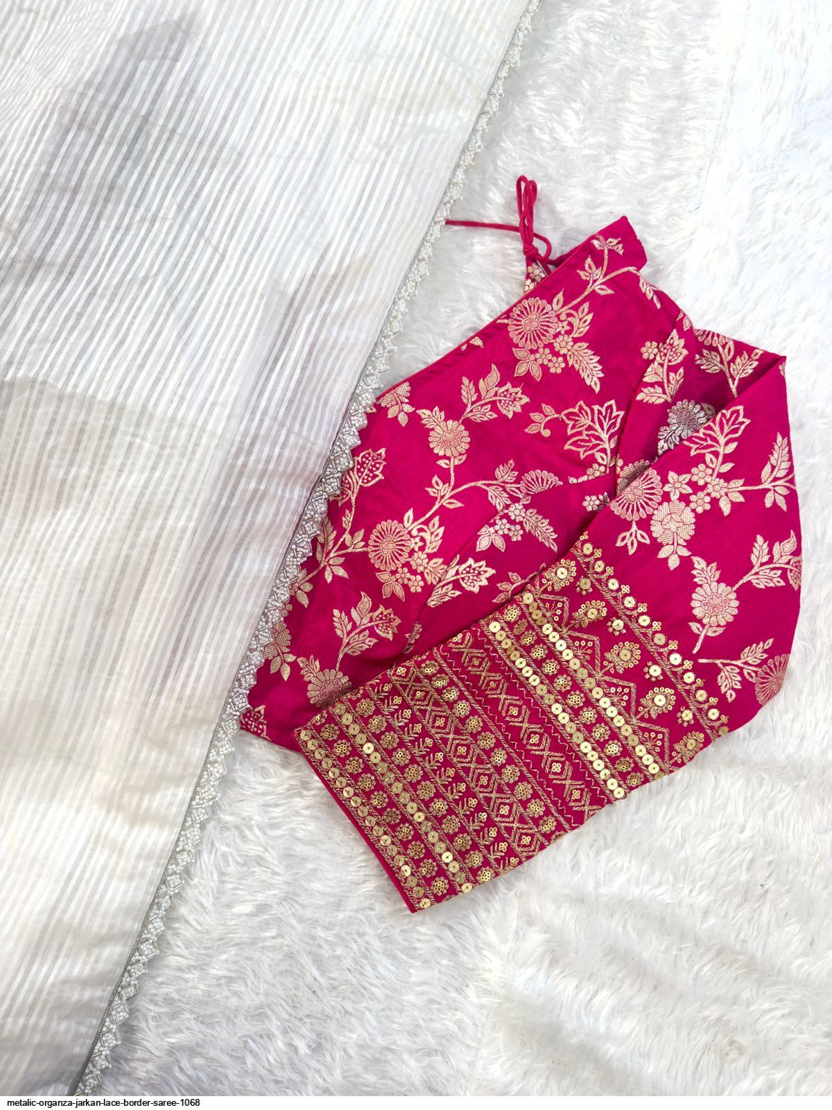 Metalic Organza Jarkan Lace Border SAREE 1068