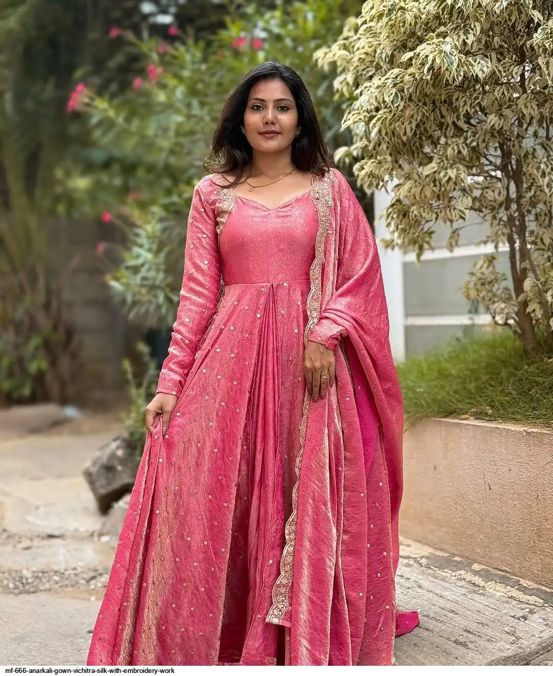 MF 666 Anarkali Gown – Vichitra Silk, Sweetheart Neckline, Wedding ...