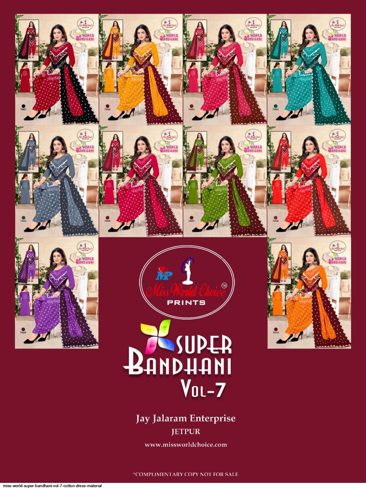 Miss World Super Bandhani Vol-7 Cotton Dress Material