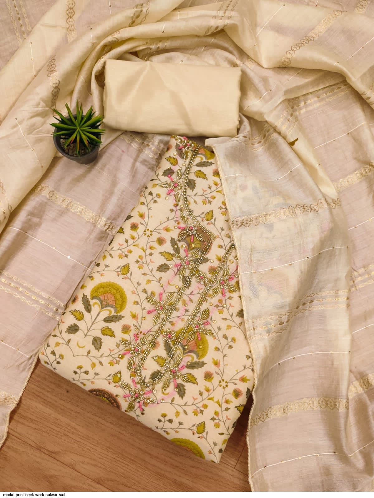 MODAL PRINT NECK WORK SALWAR SUIT