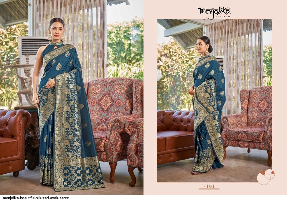 MONJOLIKA beautiful-silk-zari-work-saree