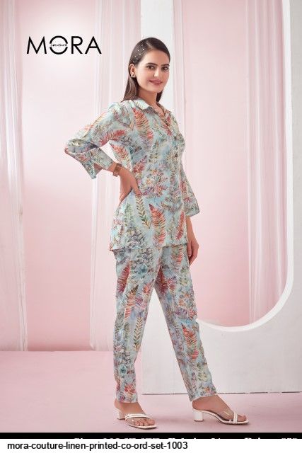 MORA COUTURE LINEN PRINTED CO ORD SET 1003