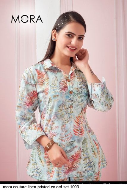 MORA COUTURE LINEN PRINTED CO ORD SET 1003
