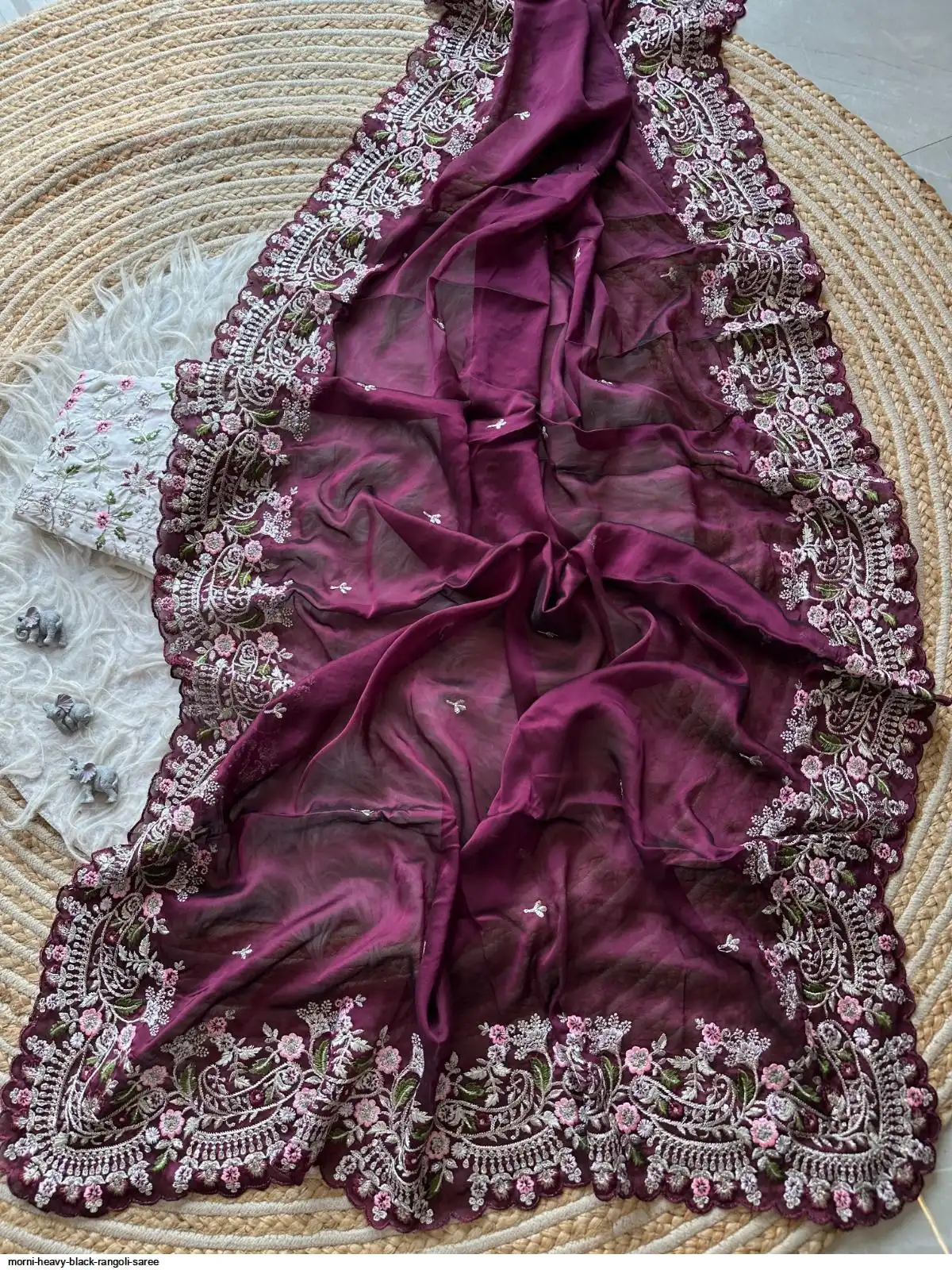 Morni Heavy Black Rangoli Saree | Wholesale Sequin Work