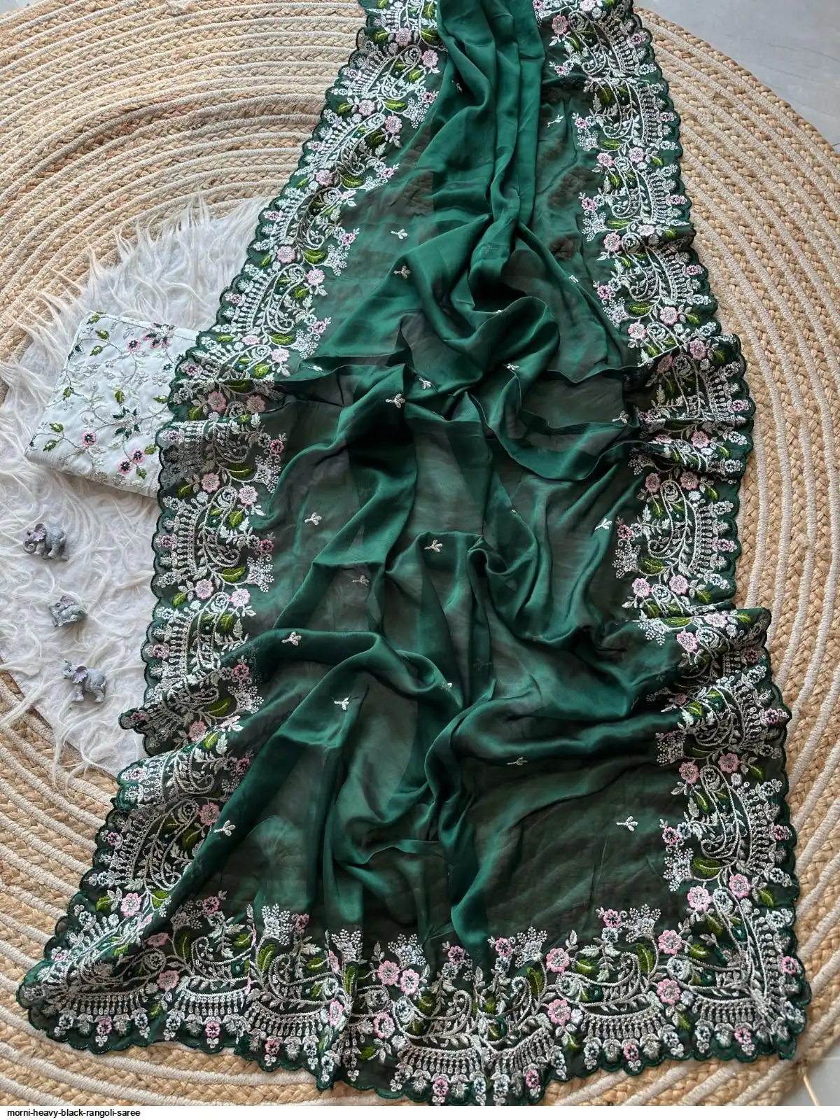 Morni Heavy Black Rangoli Saree | Wholesale Sequin Work