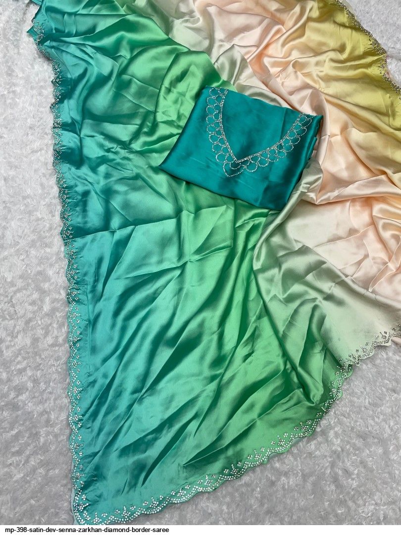 MP 398 Satin Dev Senna Zarkhan Diamond Border SAREE