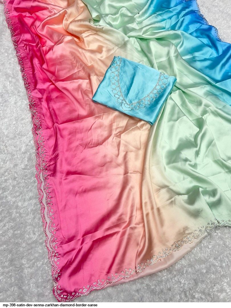 MP 398 Satin Dev Senna Zarkhan Diamond Border SAREE