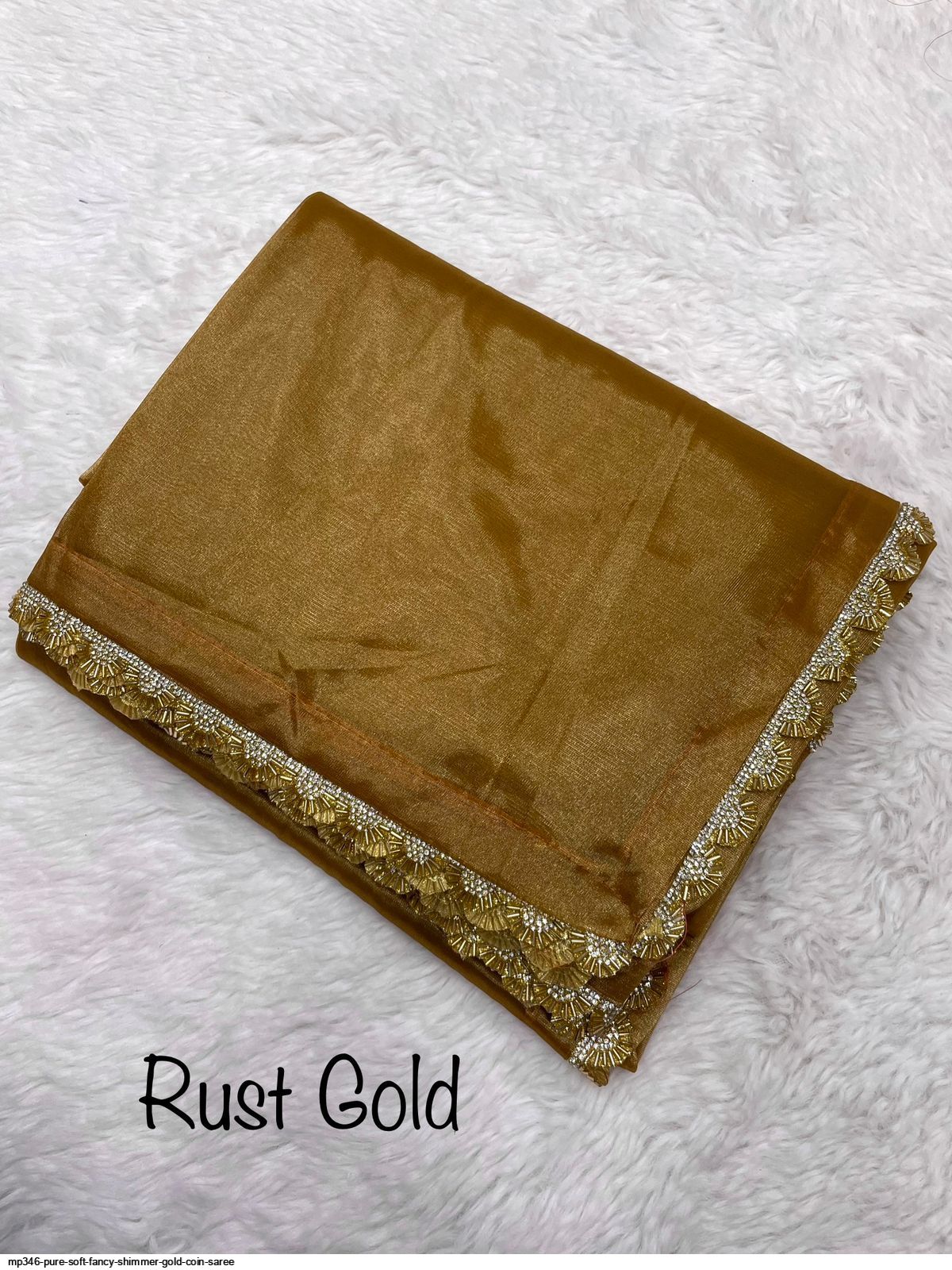 MP346 Pure Soft Fancy Shimmer Gold Coin saree