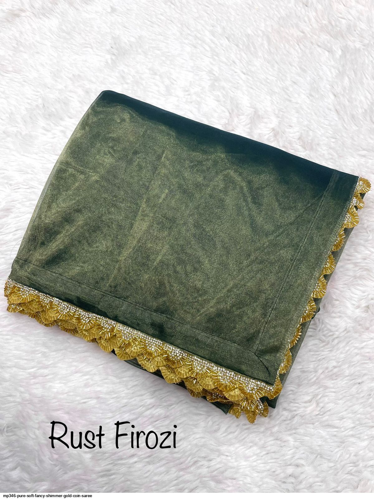 MP346 Pure Soft Fancy Shimmer Gold Coin saree