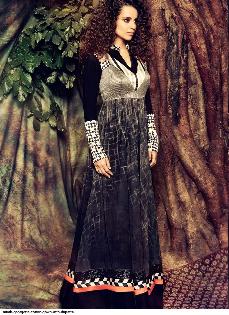 Muak GEORGETTE COTTON GOWN WITH DUPATTA