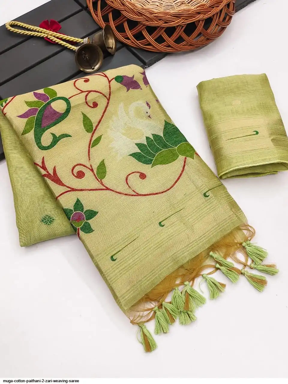 Muga cotton paithani 2 zari weaving SAREE