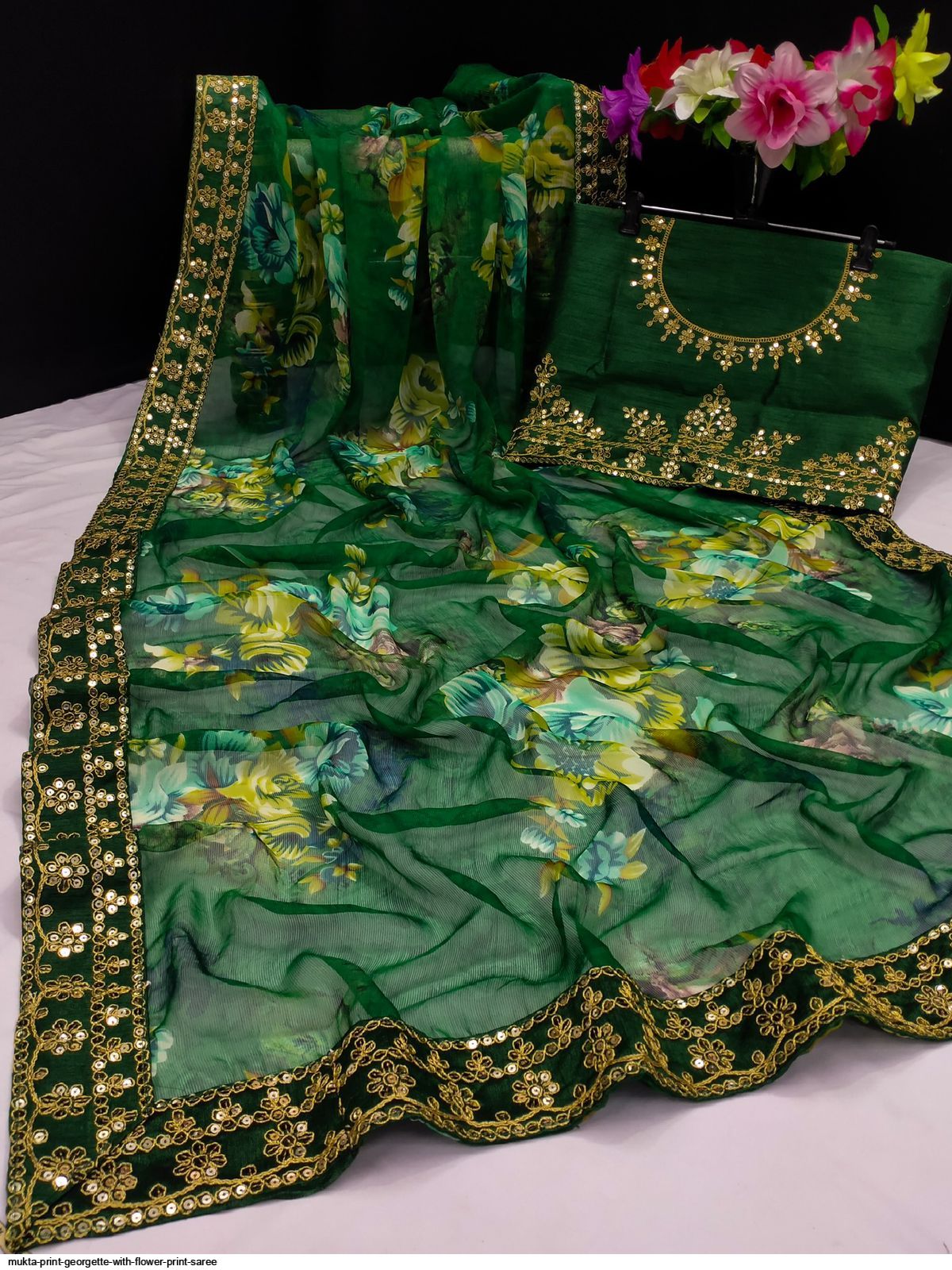 MUKTA PRINT Georgette with Flower Print saree