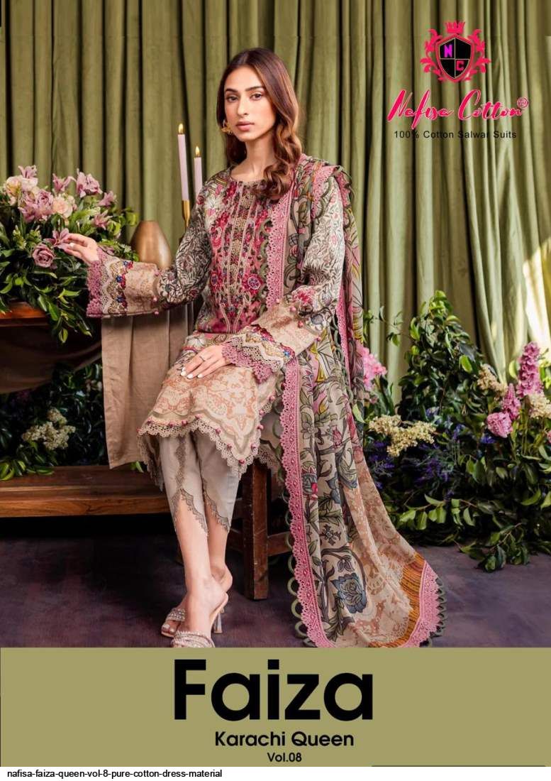 Nafisa Faiza Queen Vol 8 PURE COTTON Dress Material