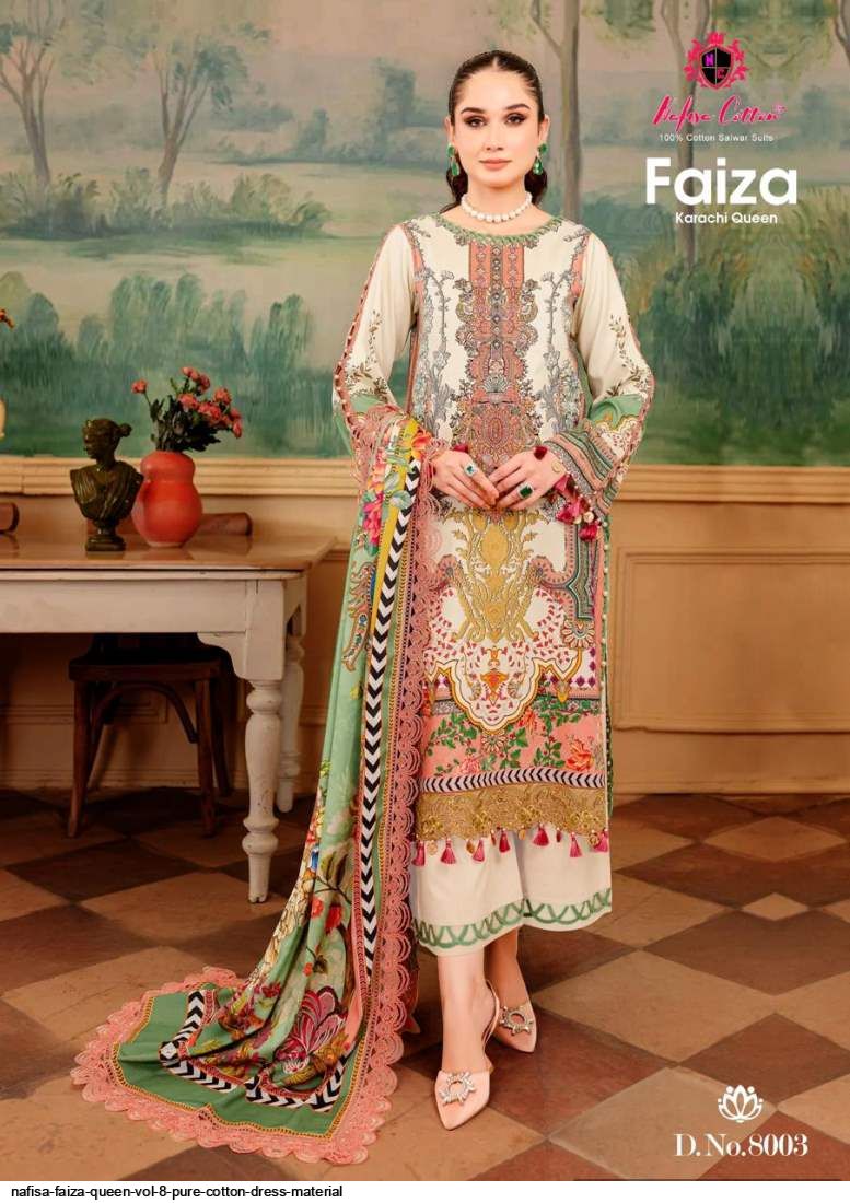Nafisa Faiza Queen Vol 8 PURE COTTON Dress Material