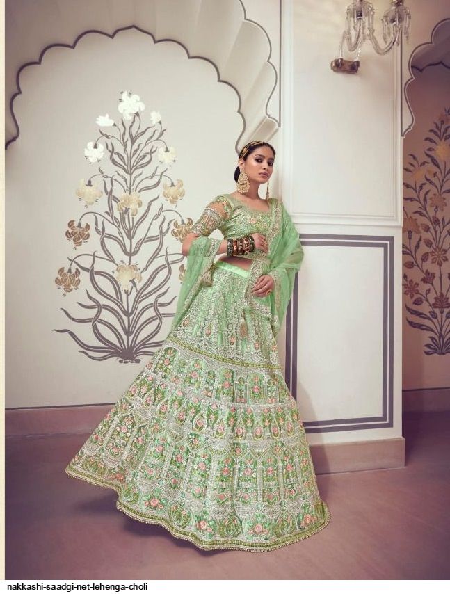 NAKKASHI SAADGI NET LEHENGA CHOLI