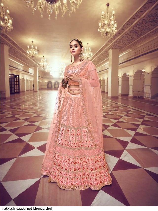 NAKKASHI SAADGI NET LEHENGA CHOLI