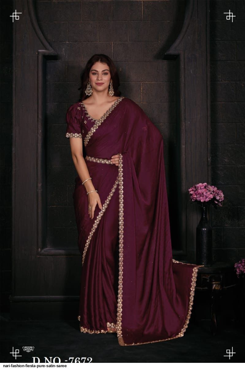 NARI FASHION FIESTA PURE SATIN SAREE