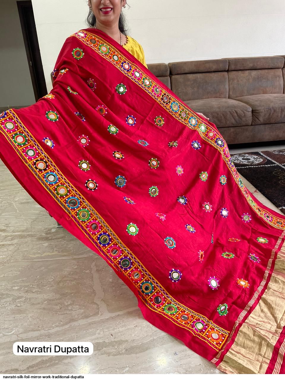 NAVRATRI Silk Foil Mirror Work Traditional dupatta