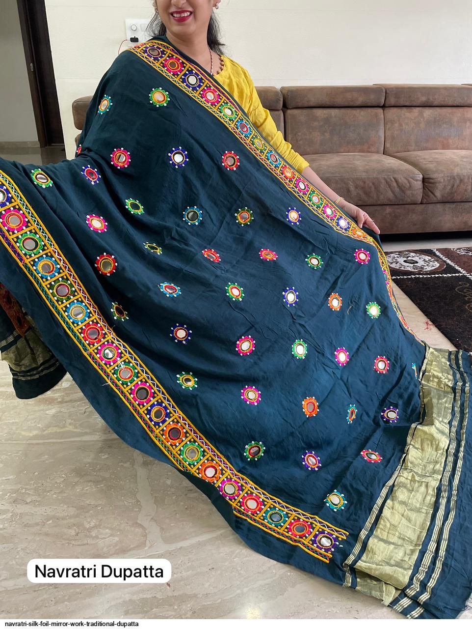NAVRATRI Silk Foil Mirror Work Traditional dupatta