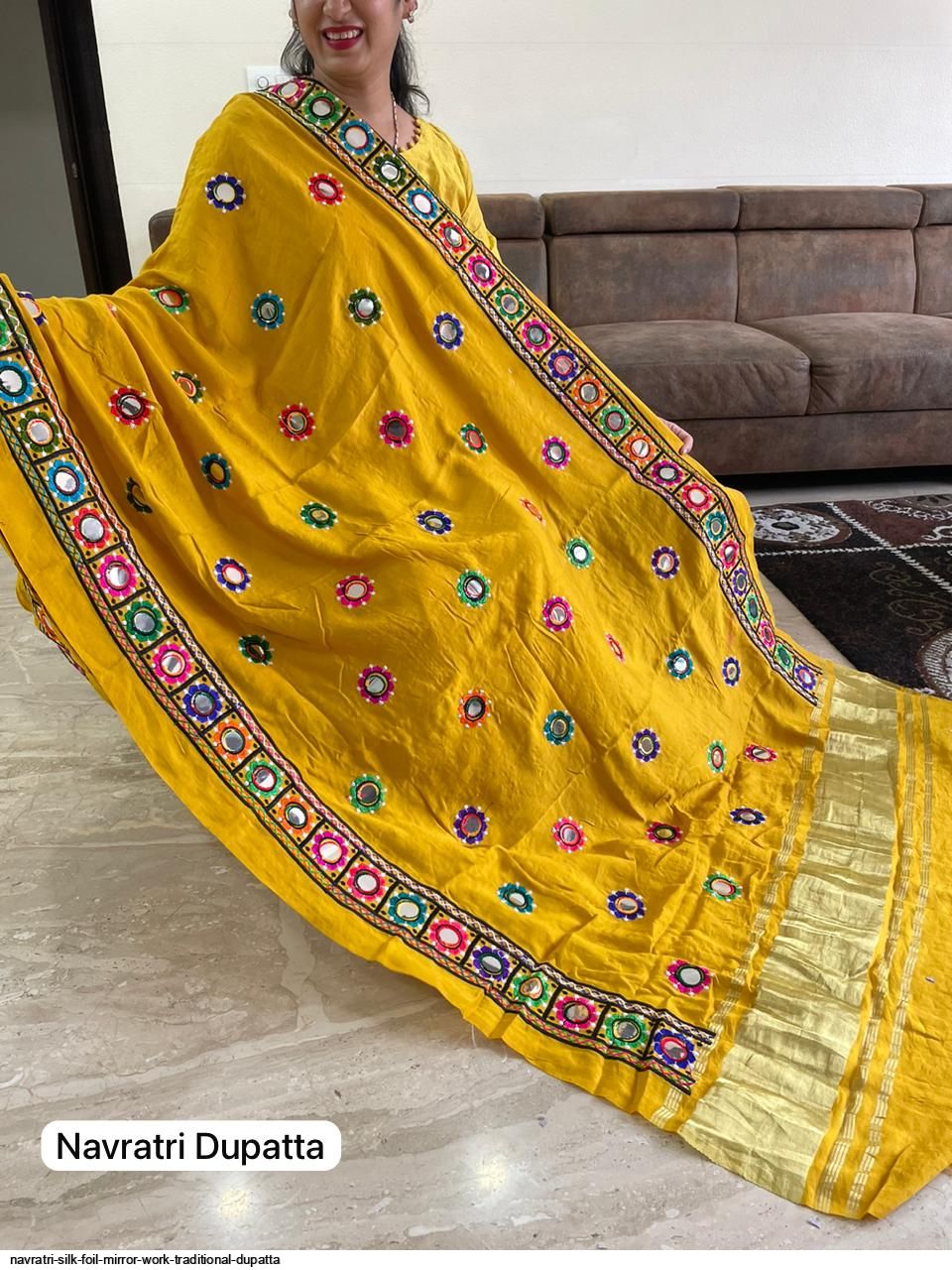 NAVRATRI Silk Foil Mirror Work Traditional dupatta