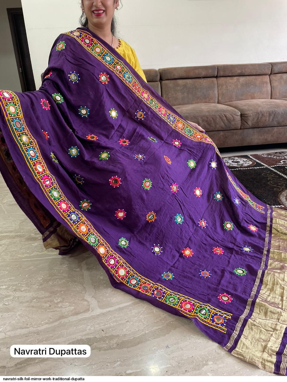 NAVRATRI Silk Foil Mirror Work Traditional dupatta