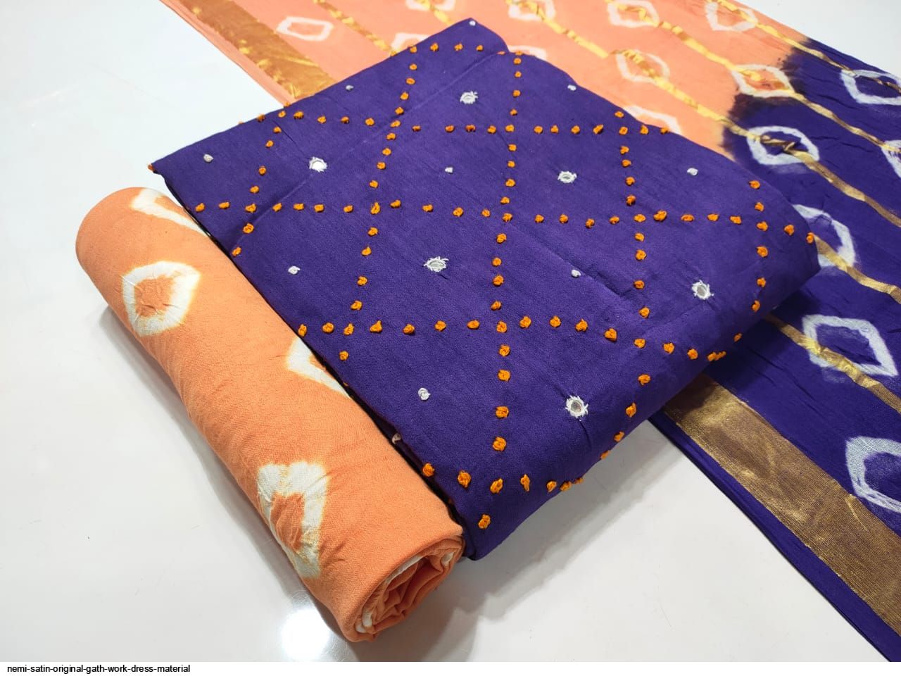 Nemi Satin Original Gath Work dress material