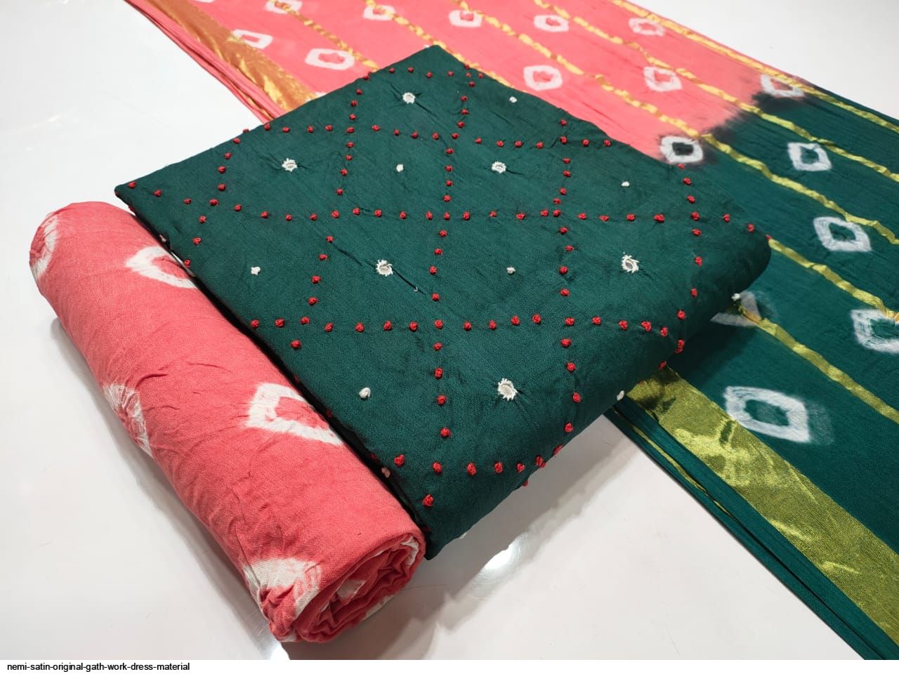 Nemi Satin Original Gath Work dress material