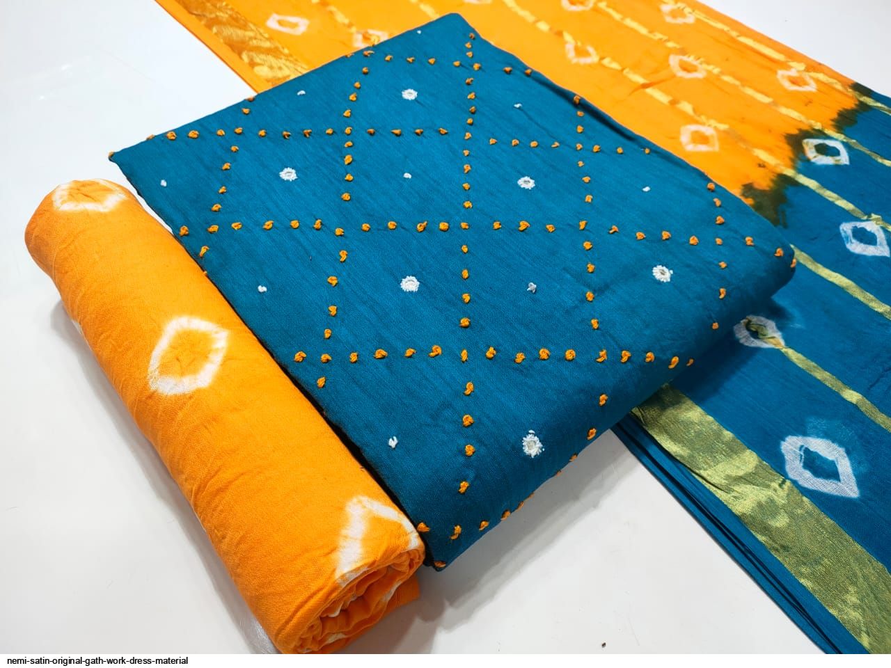 Nemi Satin Original Gath Work dress material