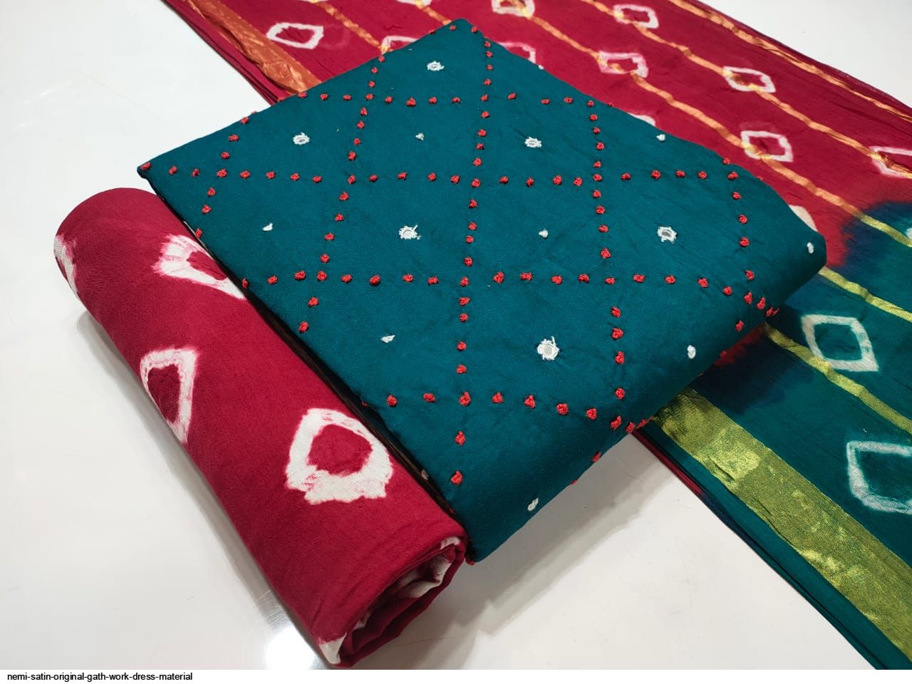 Nemi Satin Original Gath Work dress material