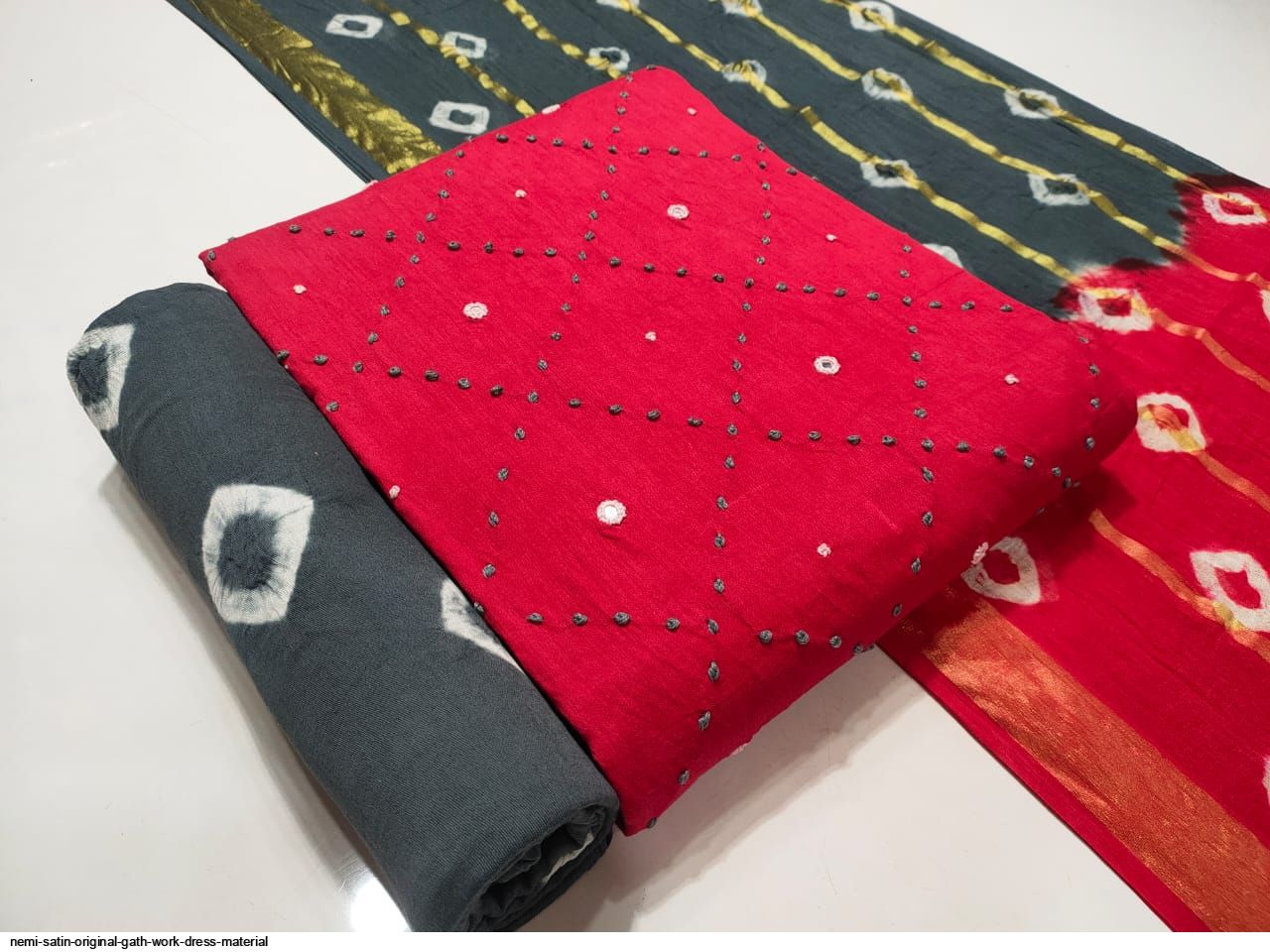 Nemi Satin Original Gath Work dress material