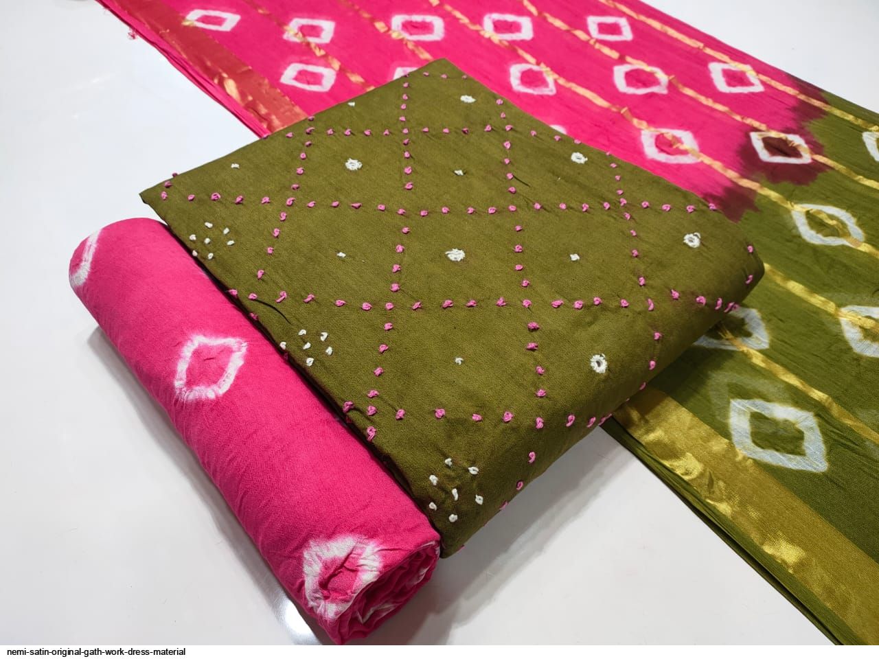 Nemi Satin Original Gath Work dress material