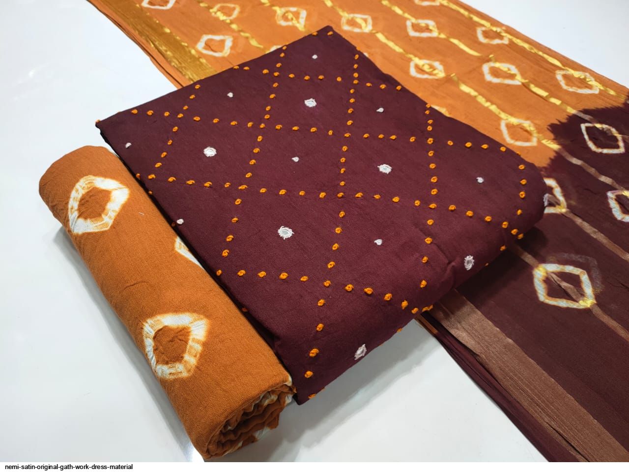 Nemi Satin Original Gath Work dress material