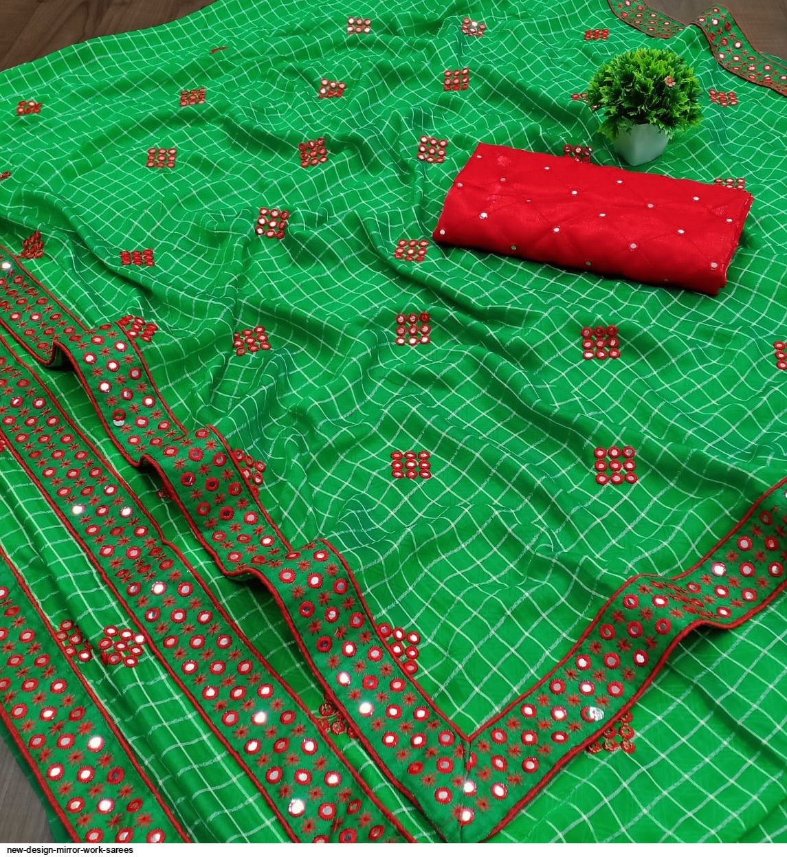 NEW DESIGN MIRROR WORK SAREES