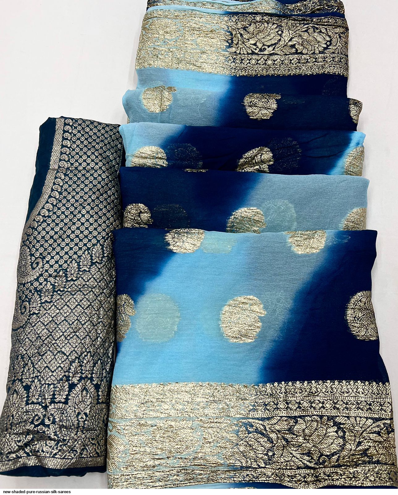 NEW SHADED PURE RUSSIAN SILK SAREES
