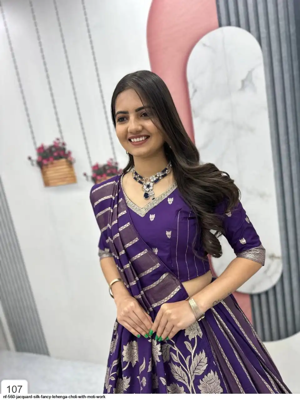 NF-560 Jacquard Silk Fancy Lehenga Choli with Moti Work