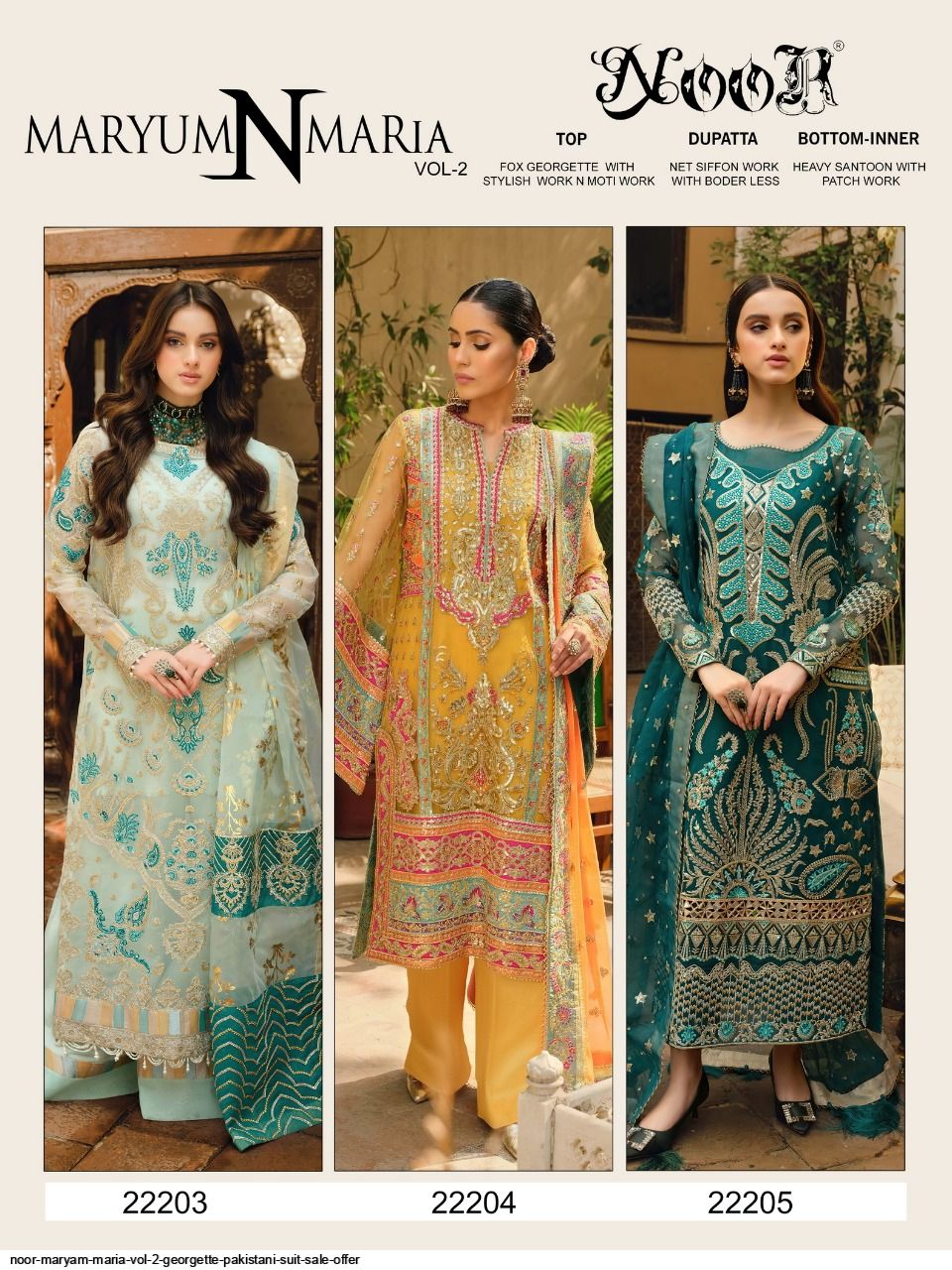 noor maryam maria vol 2 georgette Pakistani suit sale offer