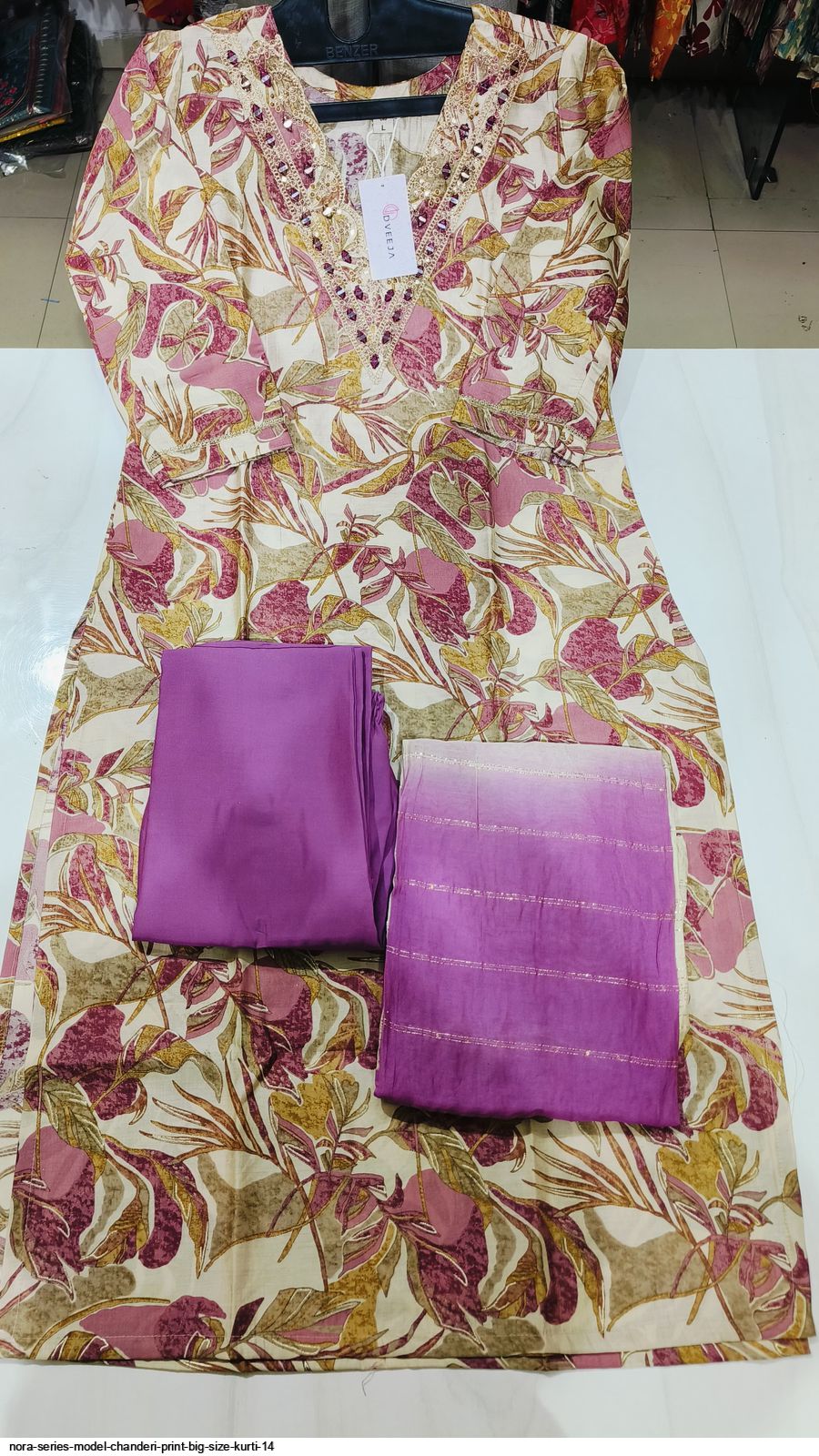 NORA SERIES MODEL CHANDERI PRINT BIG SIZE KURTI 14